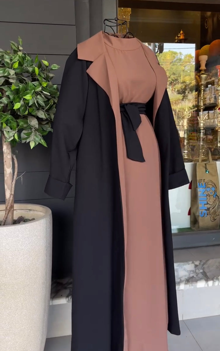 Elegant Double Georgette Inner Dress with Overcoat Gown – Azurofficial