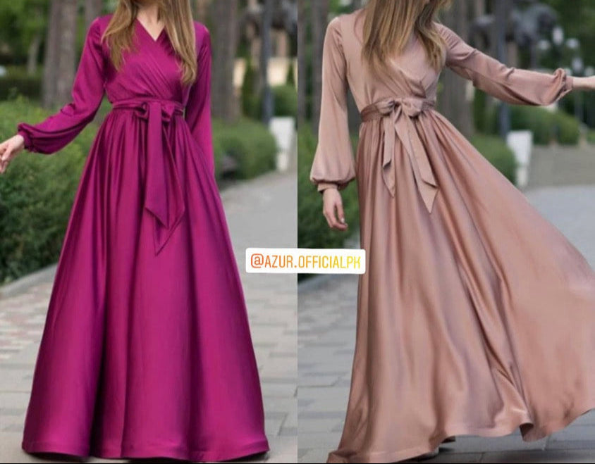 Wrap Style Silk Maxi Dress – Azurofficial